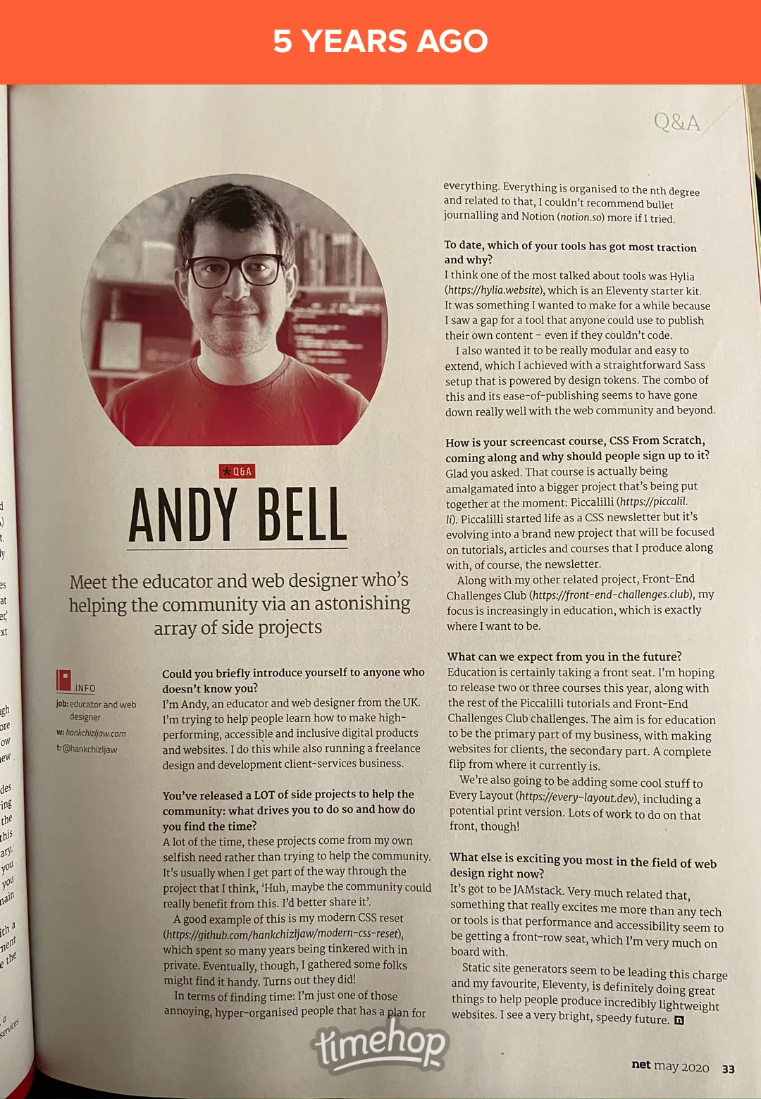 5 years since the .NET Mag article - Andy Bell